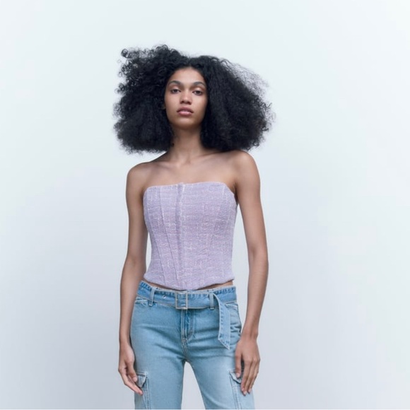 Zara | Tops | Zara Gingham Corset Top | Poshmark